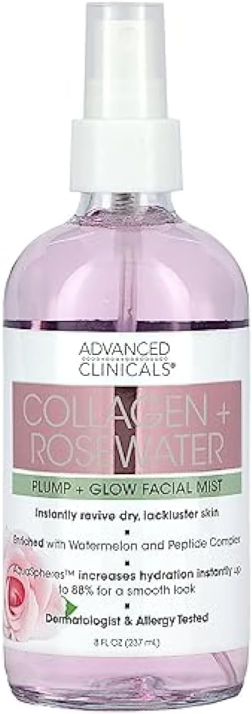 Amazon.com: Advanced Clinicals Collagen + Rosewater Face Toner Skin ...