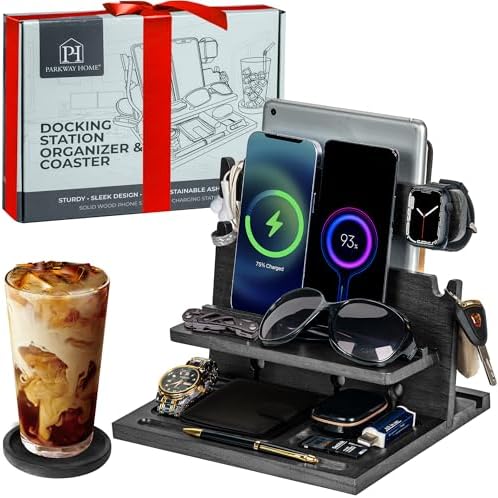 Amazon.com: Wood Phone Docking Station for up to 3 Phones - Nightstand ...