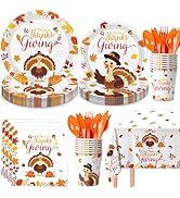 Amazon.com: 168 PCS Thanksgiving Fall Party Supplies Autumn Pumpkin ...
