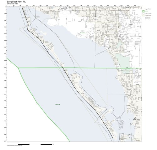 Amazon.com : ZIP Code Wall Map of Longboat Key, FL ZIP Code Map ...