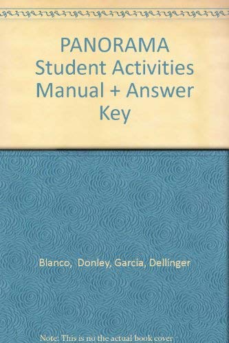PANORAMA Student Activities Manual + Answer Key: Mary Ann Dellinger ...