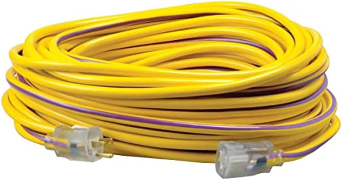 Southwire 02549SW0022 12/3 100-Foot Neon Outdoor Extension Cord (Yellow ...