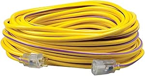 Southwire 02549SW0022 12/3 100-Foot Neon Outdoor Extension Cord (Yellow ...
