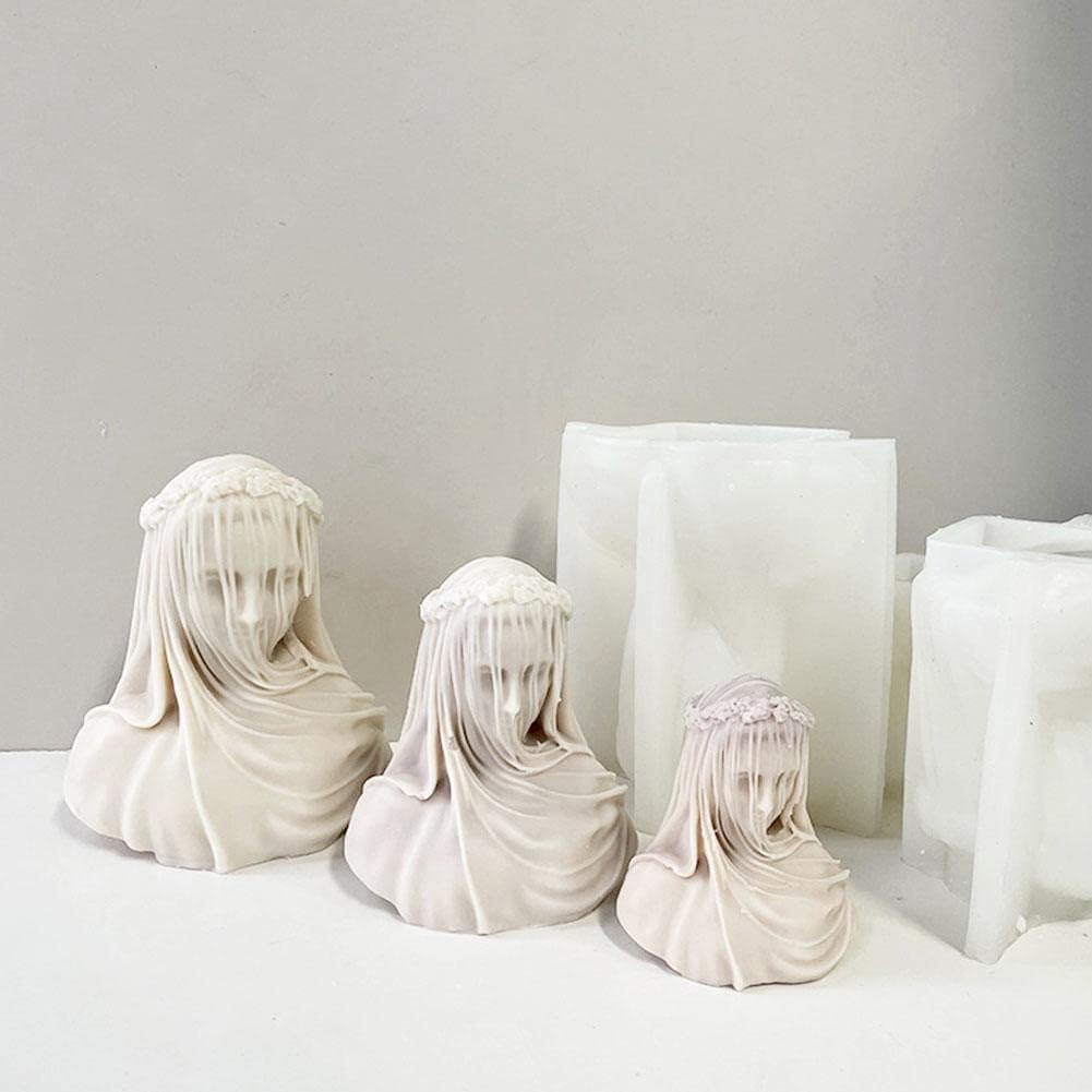 Amazon.com: Veiled Lady Candle Mold, Silicone Female Bust Sculpture ...