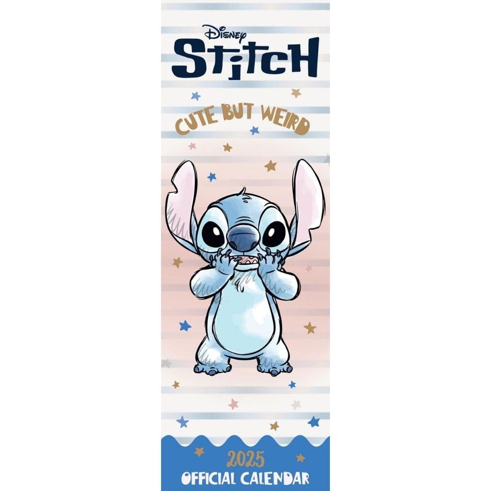 2025 Calendar Disney Stitch Month to View Slim Calendar Official ...