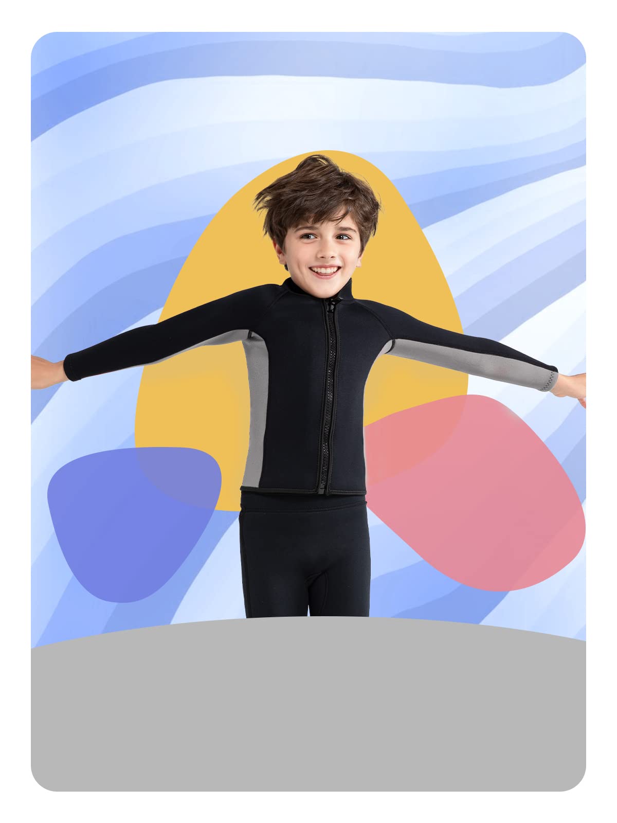 Snapklik.com : Kids Wetsuit Top For Boys 3mm Neoprene Jacket Long ...