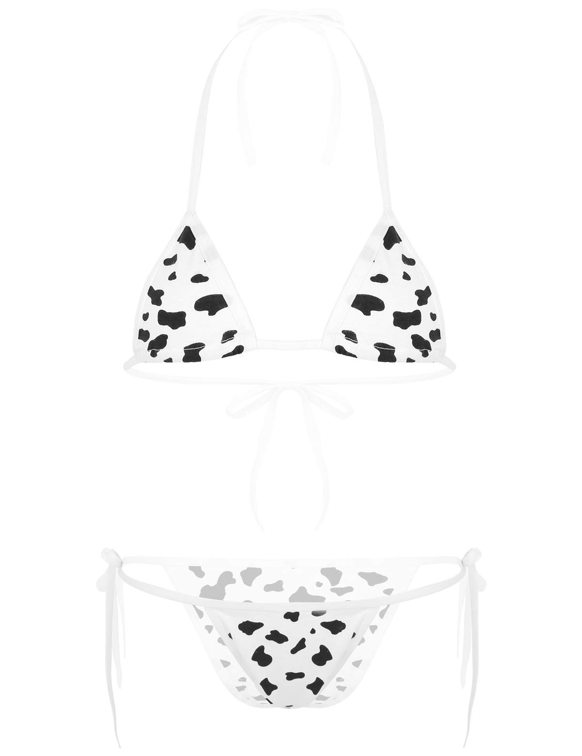 Buy OyolanWoman's Anime Cosplay Lingerie Set Stripped Cow Micro Bra Tie ...