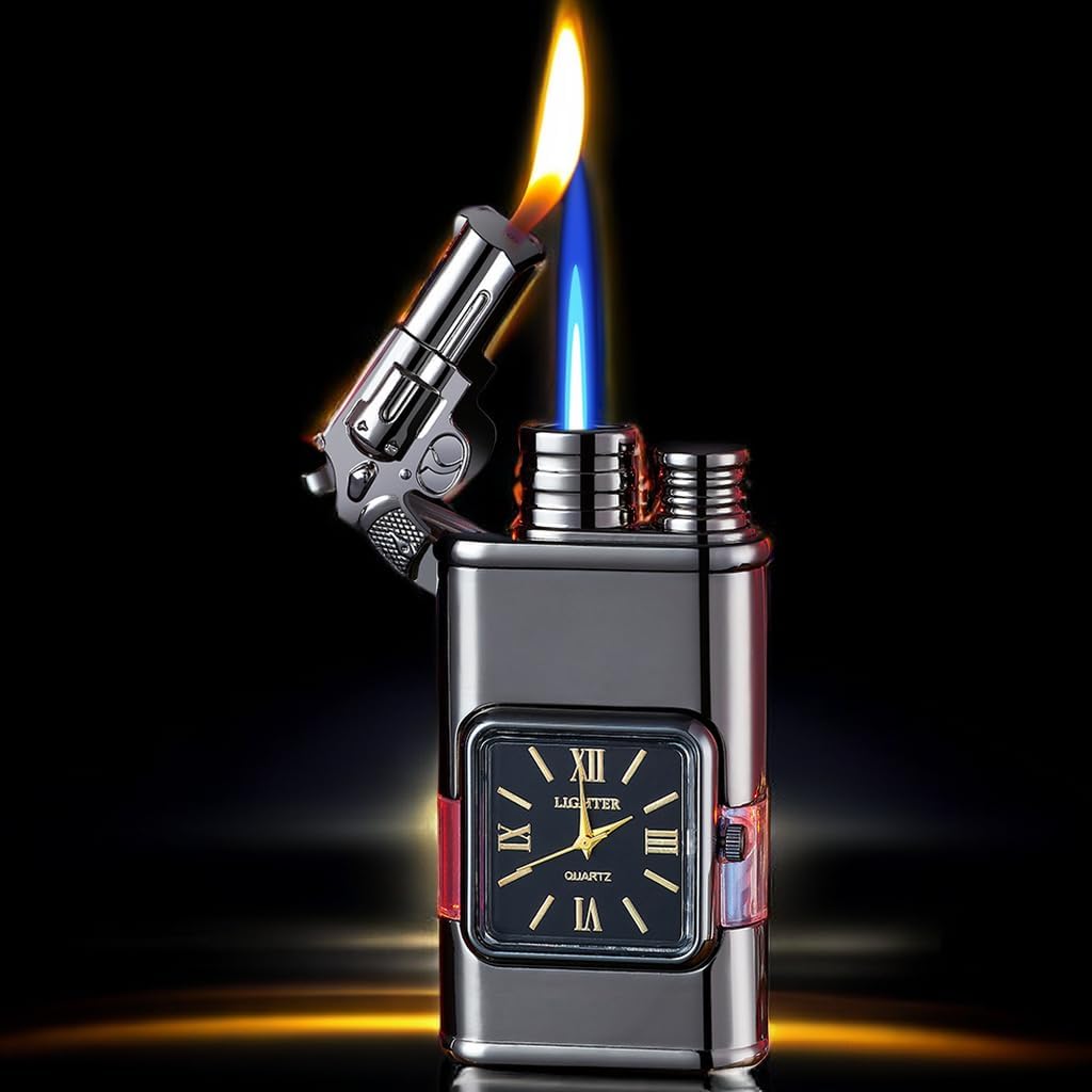 Amazon.com: Windproof Lighter, Vintage Lighter with Watch, Jet Torch ...
