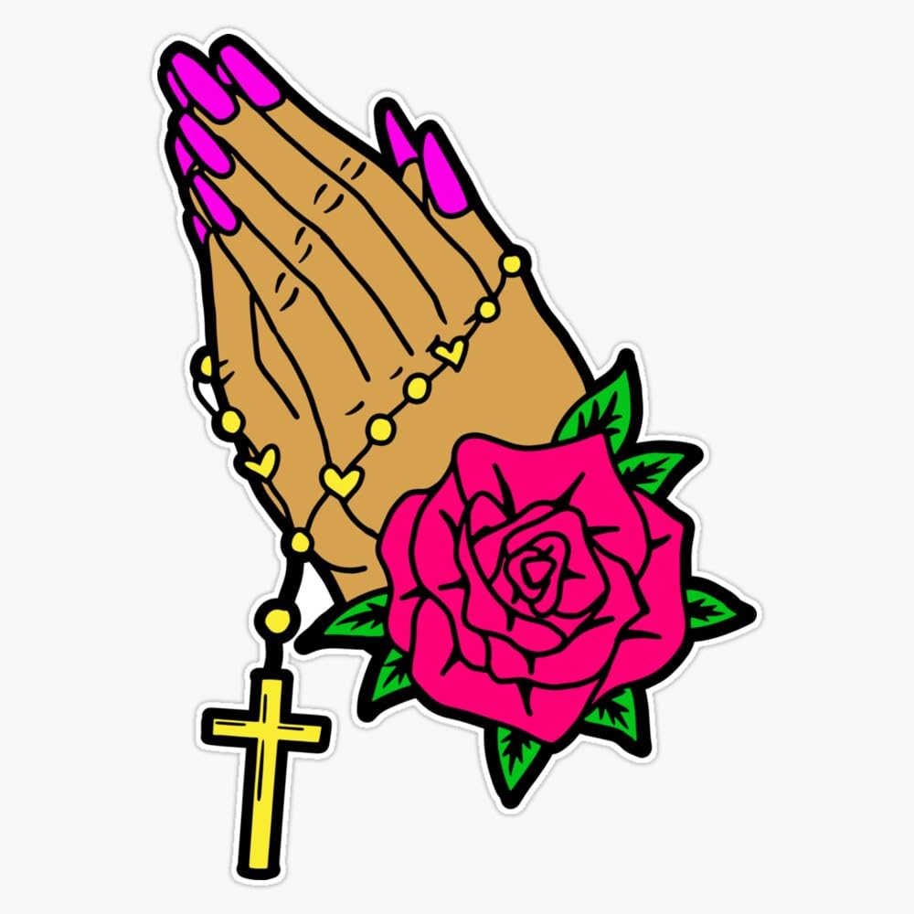Praying Hands Drawing With Rose