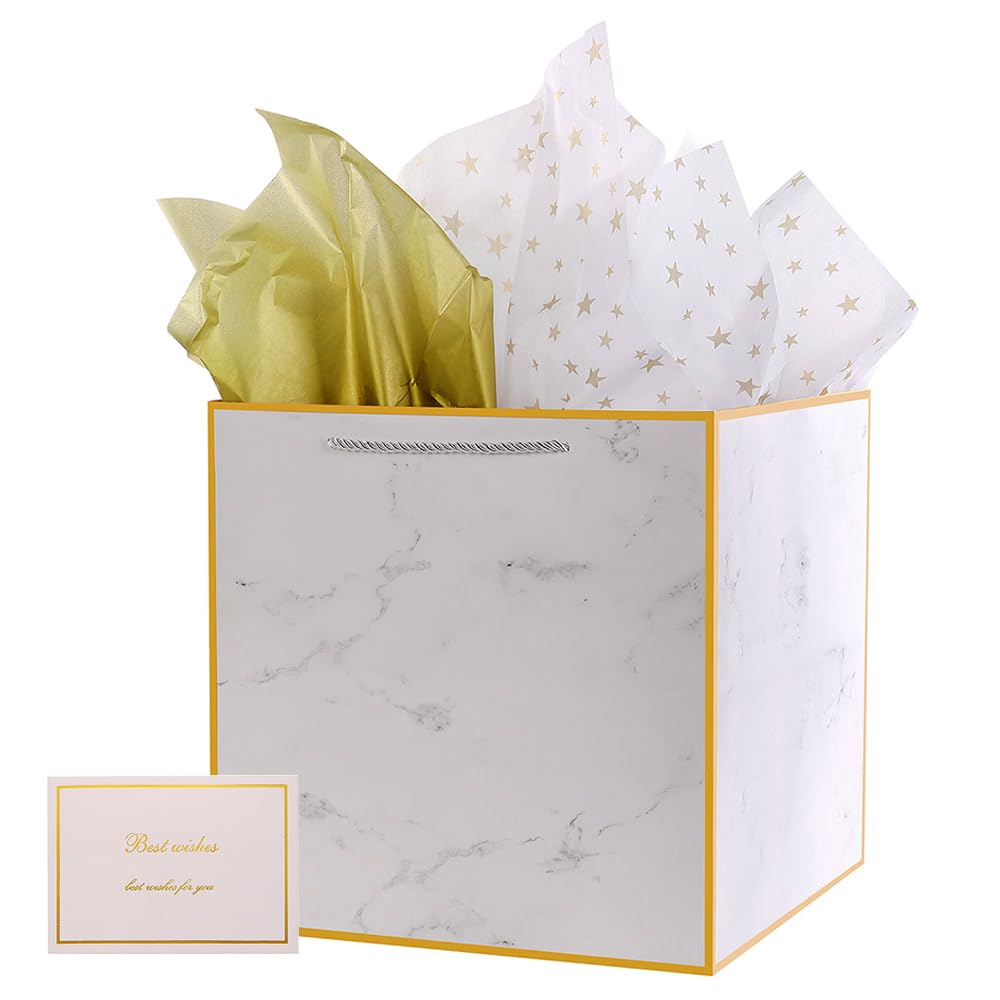 Amazon.com: Superior Marble Extra Large Gift Bag, 11.8 inch Square ...