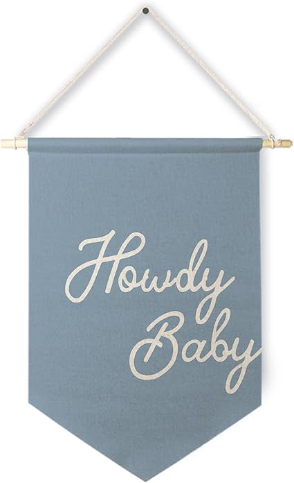 Amazon.com: Qpenm Howdy Baby Blue Preppy Wall Hanging Canvas Banner ...