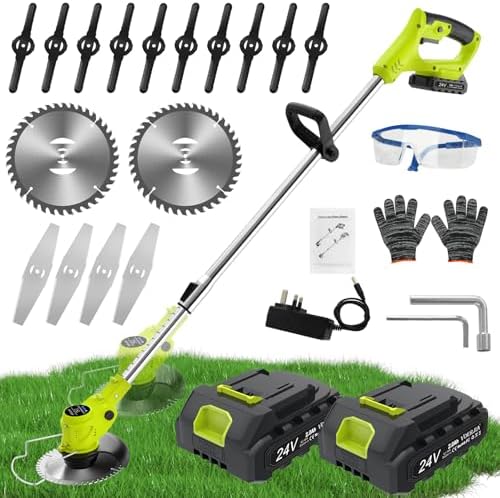 SMILOVII 24V Cordless Strimmer, Telescopic Lightweight Grass Trimmer ...