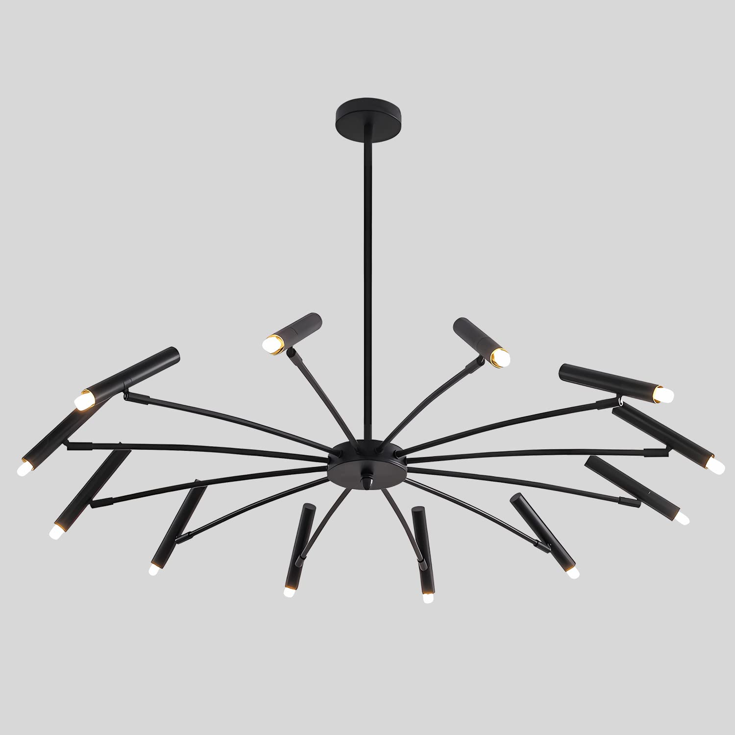 KCO Lighting Modern Black Sputnik Chandelier Mid Century Vintage 12 ...