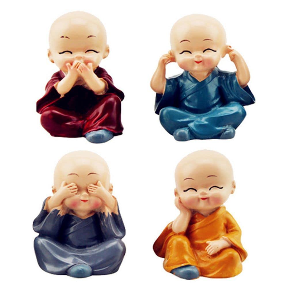 Amazon.com: 4Pcs Monks Figurine, Resin Little Monks Car Ornaments, Cute ...