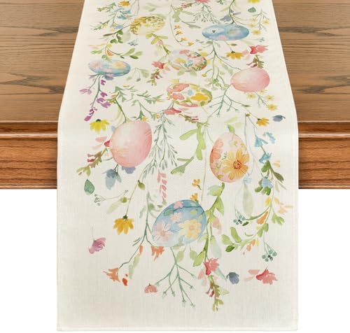 Amazon.com: MelonBoat Easter Linen Table Runner: 72 Inch Embroidered Easter Carrots Burlap Table ...
