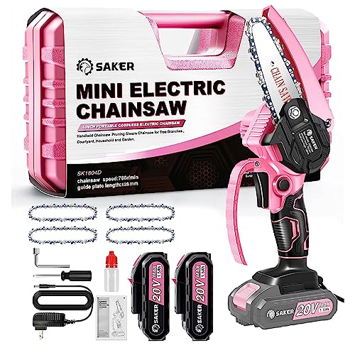 Saker Mini Chainsaw,Portable Electric Pink Mini Chainsaw Cordless-Saker ...