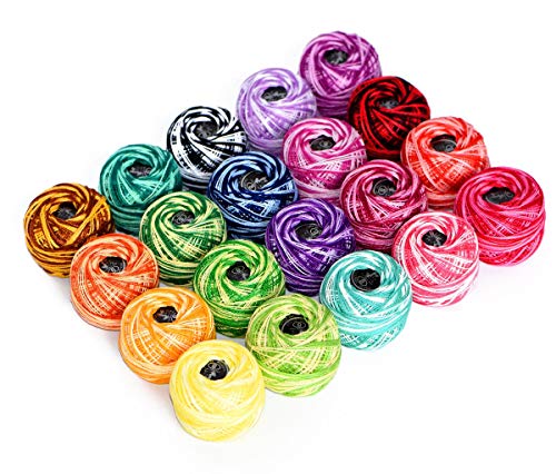 LE PAON Cotton Yarn Variegated Crochet thread Balls 20 Balls Popular ...