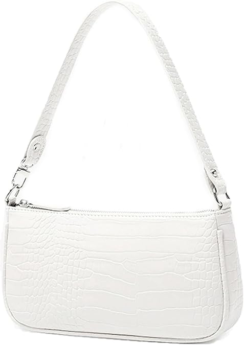 Vintage White Mini Handbag - Ladies Shoulder Tote with Zipper Closure ...