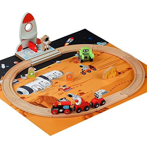 SainSmart Jr. Wooden Space Station Train Set 20pcs, Wood Spaceship ...