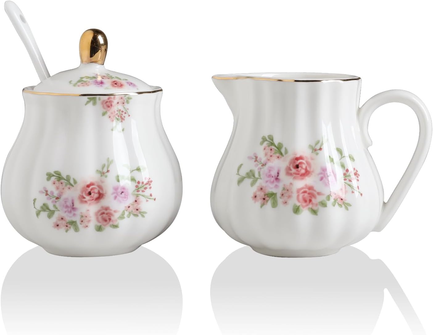 Amazon.com | Lonovel Creamer and Sugar Sets with Lids Vintage Floral ...