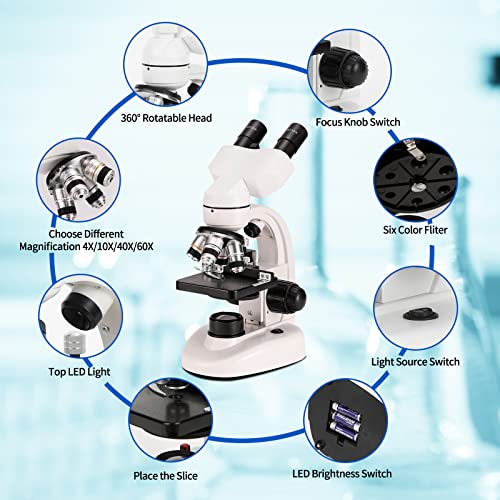 Snapklik.com : Microscopes For Adults, Dual LED Illumination & Two ...