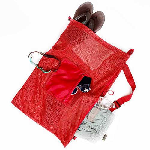 Fitdom Large Mesh Swim Drawstring Sling Bag. Best for Swimming, Gym & Beach