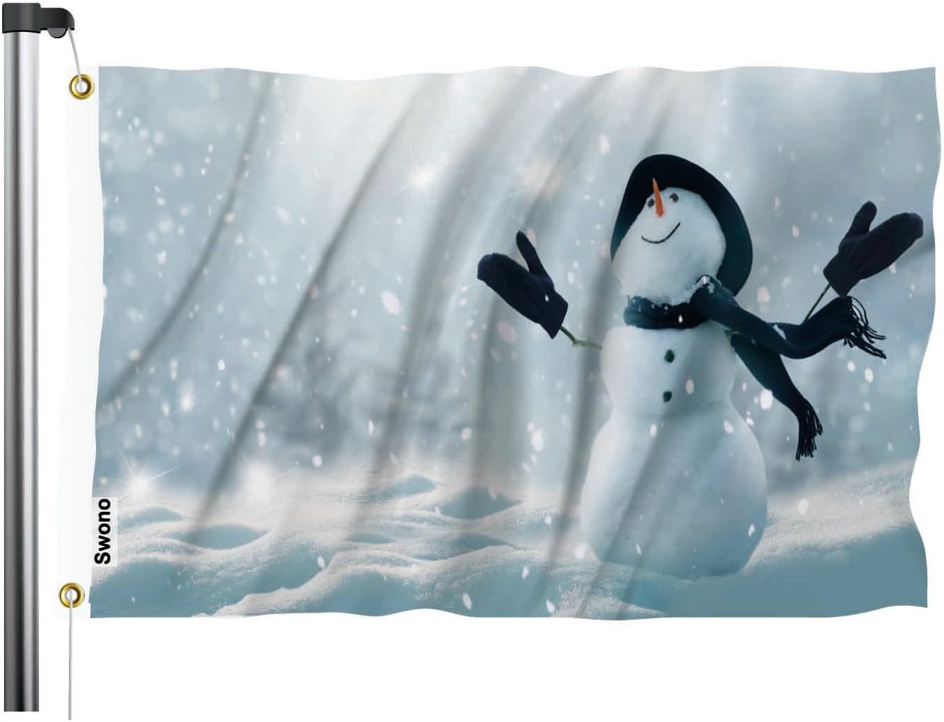 Amazon.com : Swono New Year Flag 3x5 Ft Happy Snowman Winter Landscape ...