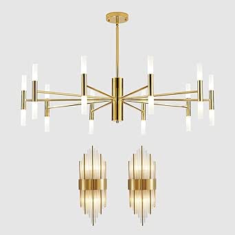 BOKT Post Modern Lighting 20-Light Living Room Chandelier Gold Crystal ...