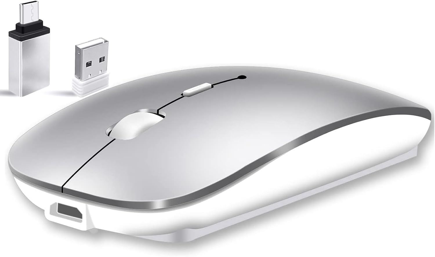 Qxvnm Wireless Mouse Bluetooth, (USB 2.4 GHz + Bluetooth 5.2 + USB-C ...