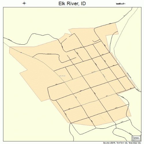 Large Street & Road Map of Elk River, Idaho ID - Printed poster size ...