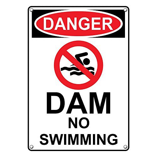 Amazon.com: Weatherproof Plastic Vertical OSHA Danger Dam No Swimming ...
