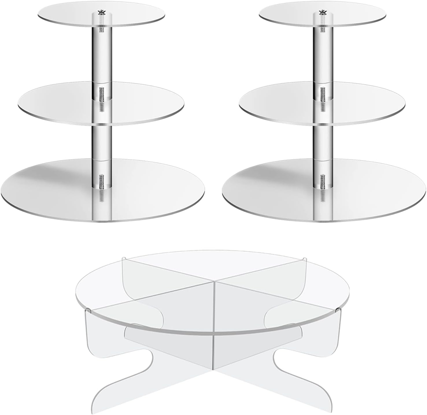 Amazon.com: Actororp 3 Pcs Acrylic Cake and Cupcake Stand Combo, 3 Tier ...