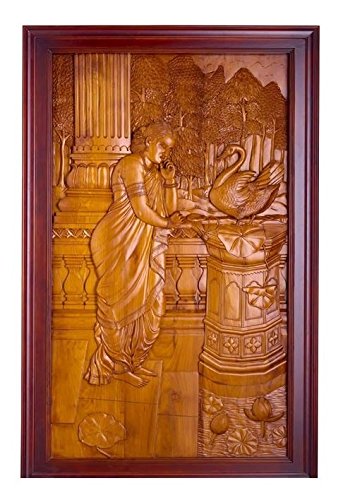 Golden Harvest Wooden Hamsa Damayanti Painting,5'X4'X3',Brown : Amazon ...