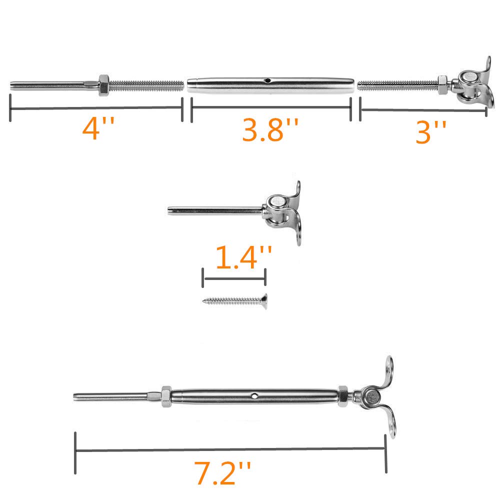 Buy Turnbuckle Wire Tensioner T316 Stainless Steel Cable Railing Kits ...