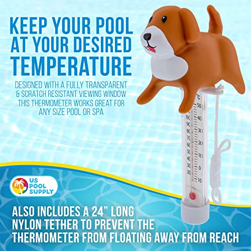 U.S. Pool Supply Floating Paddling Puppy Dog Thermometer - Easy To Read ...