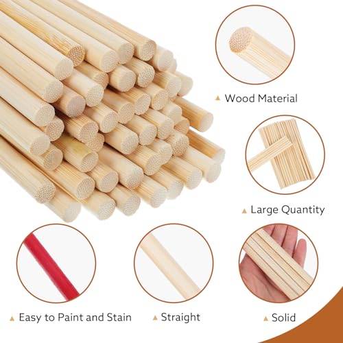 Snapklik.com : 30 Pcs Dowel Rods, 1/2 X 12 Inch Wooden Dowels Craft ...