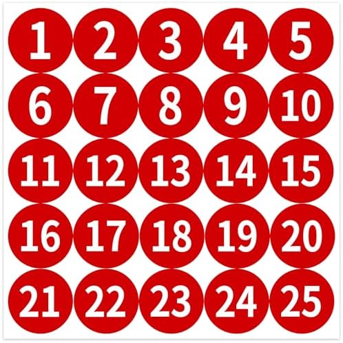 Amazon.com: 1-25 Circle Numbered Vinyl Stickers,Anti-Fading Waterproof ...