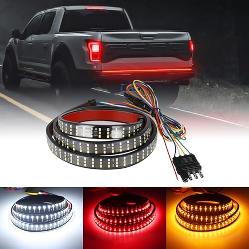 Amazon.com: LED Tailgate Strip Light Bar, 3 Rows Running Turn Signal ...