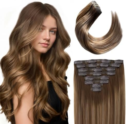 Amazon.com : uMuse Seamless Clip In Hair Extensions Real Remy Human ...