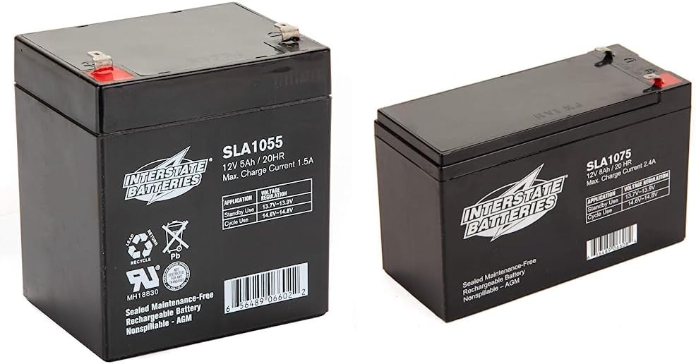 Amazon.com: Interstate Batteries 12V 5Ah Battery (SLA1055) & 12V 8Ah ...