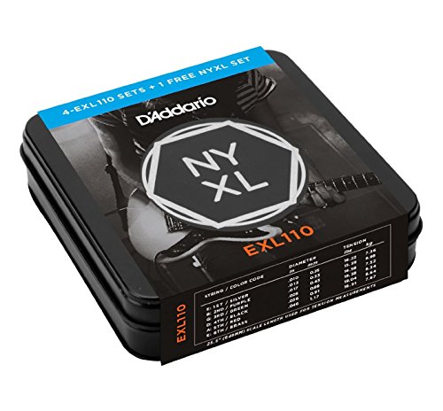 D'Addario EXL110-TIN XL Regular Light Guitar Strings 4-Pack Collector's ...