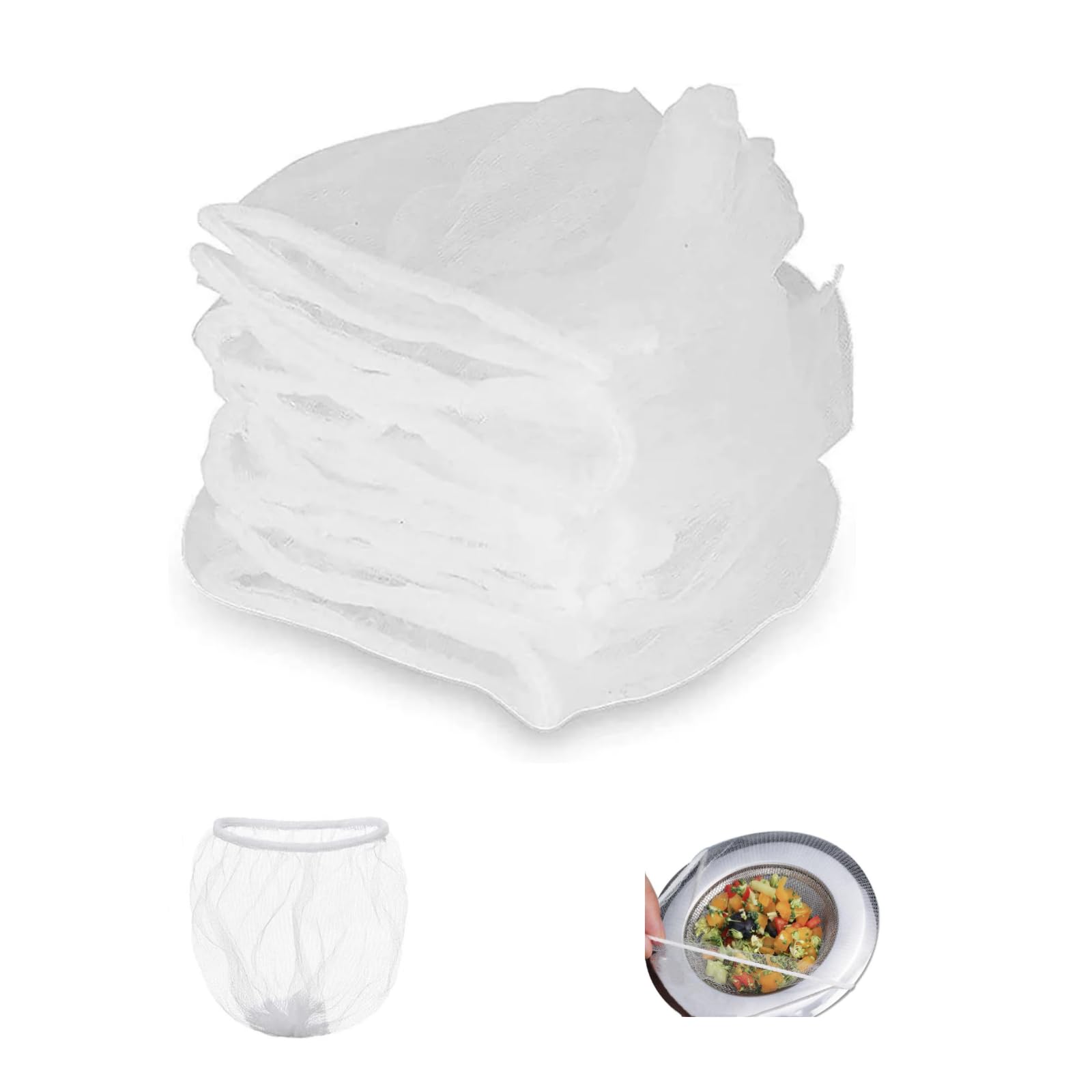 200 PCS Kitchen Disposable Mesh Sink Strainer Bag Fits Sink Strainer ...