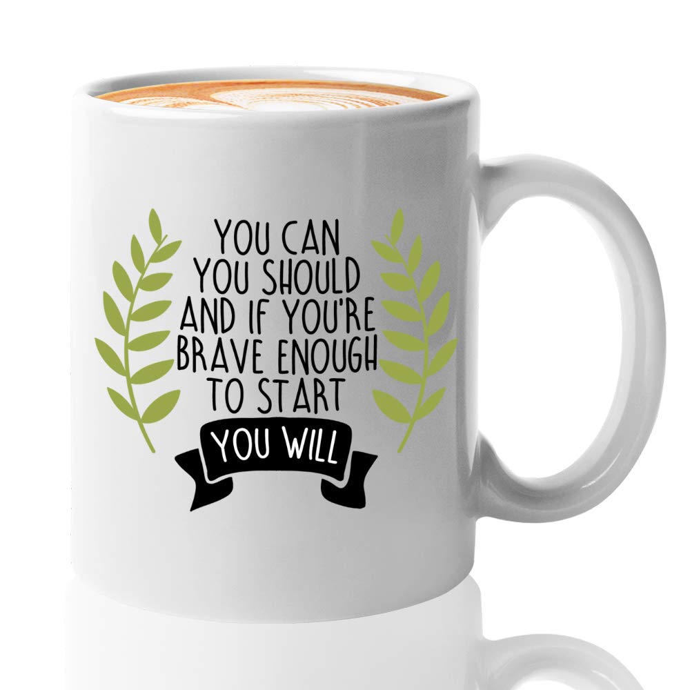 Amazon.com | Bubble Hugs Motivational Mug 11 oz, You Can You Should ...