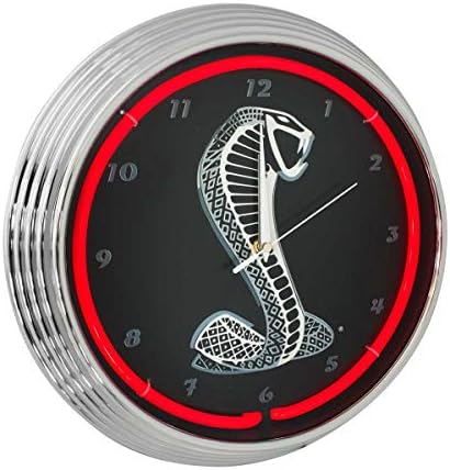Amazon.com: Ford OLP Shelby Cobra Mustang Blue Neon Clock 15 Inch ...