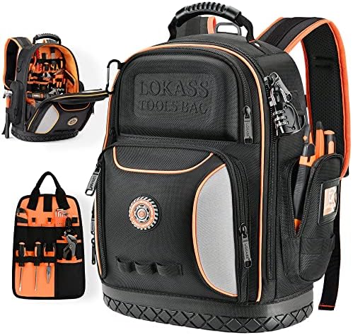 Tool Bag Backpack, 75 Pockets & Loops Heavy Duty Tools Organizer Bags ...