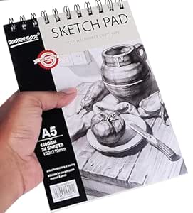 53 Arts A5 Size Sketch Book 24 Sheets, Spiral Bound Art Sketchbook, Acid Free 160gsm Drawing ...
