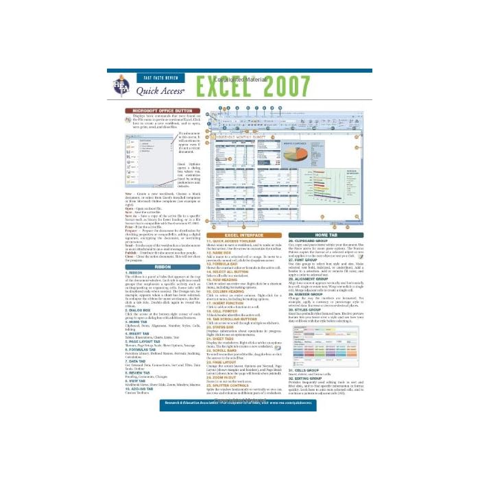 Buy Excel 2007 - REA's Quick Access Reference Chart (Quick Access Reference Charts) Online at ...