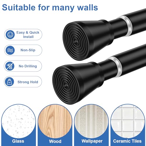 Snapklik.com : Black Tension Rods For Windows 28 To 48 Inch 2 Pack ...