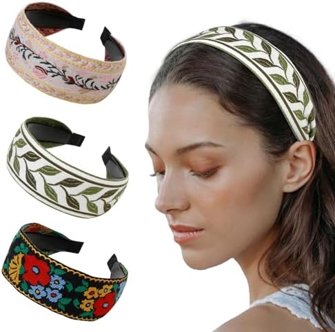 Amazon.com : 9 Pack Boho Headband Embroidery Headband for Women Bohemia ...