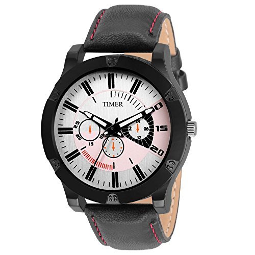 Buy CARLOS Timer Chronograph White Dial Analog Brown Strap Wrist Watch ...